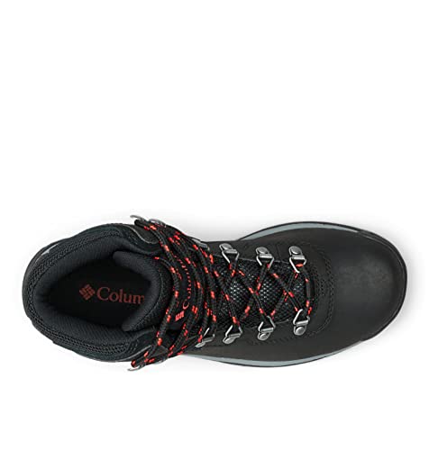 Columbia womens Newton Ridge Plus Waterproof Hiking Boot, Black/Poppy Red, 8 US