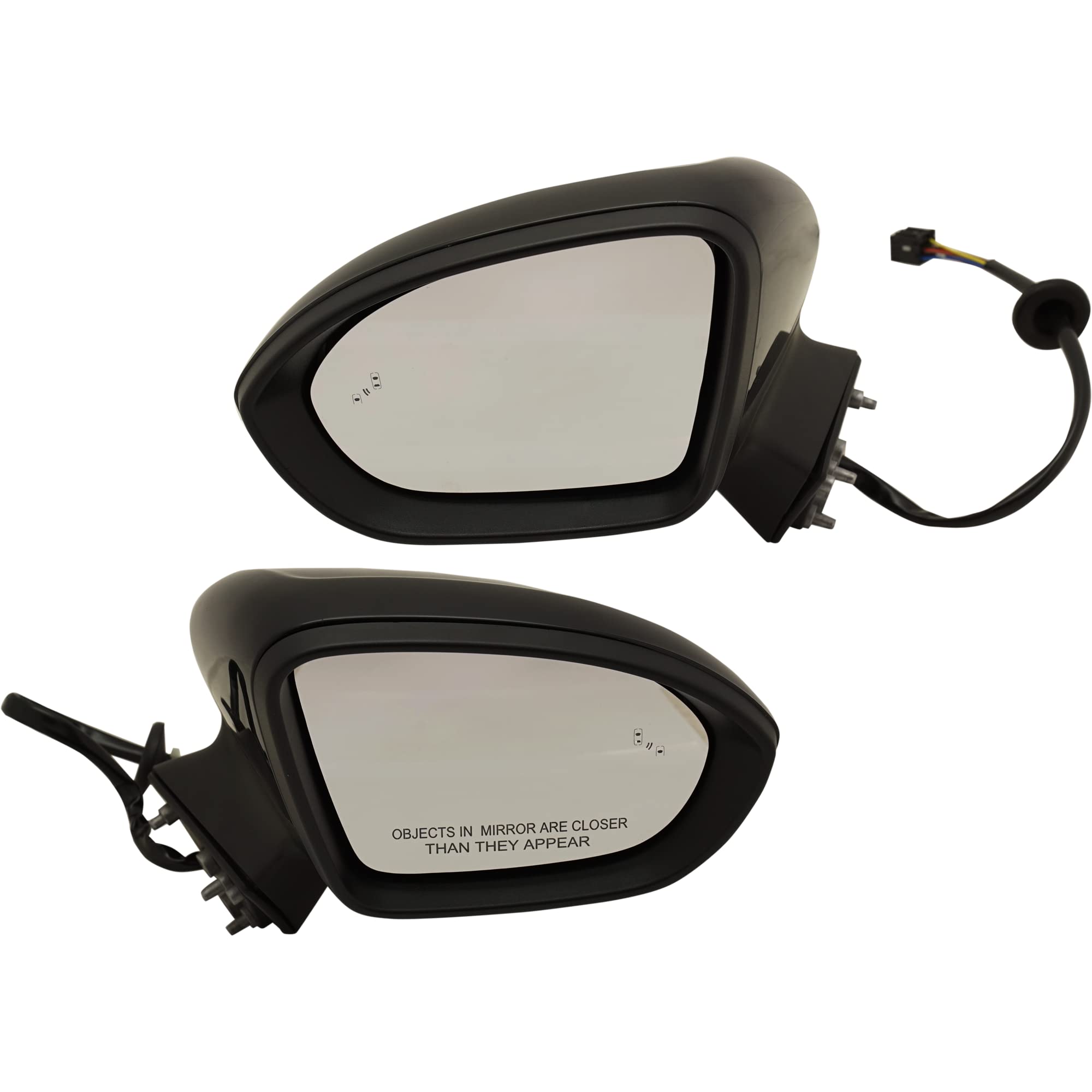 Kool Vue Driver & Passenger Side Power Heated Mirrors for Chevrolet Cruze 2016-2019 Manual Fold With Signal Light & Blind Spot Monitor Paintable