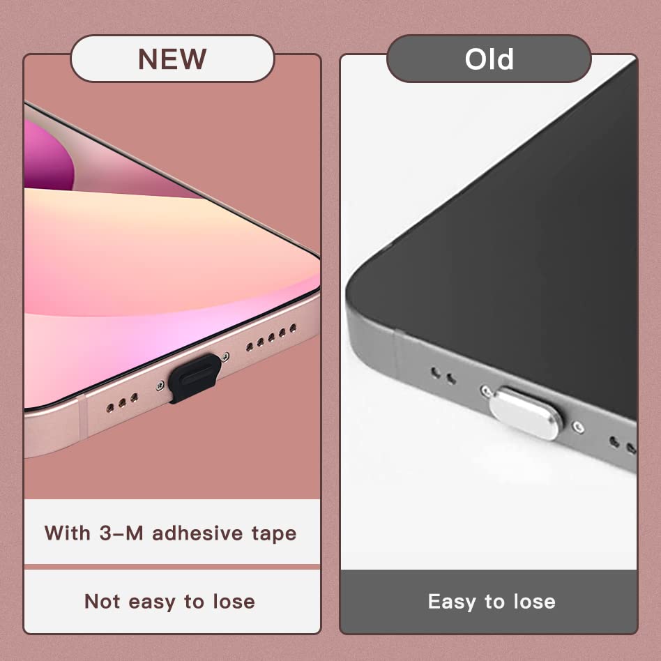 CaseBuy Anti-Lost Dust Plug Compatible with Apple iPhone 14, 14 Pro Max, 13, 13 Pro Max, 12, 12 Mini, 11, X, XS, XR, 8, 7, iPhone Charging Port Dust Accessories | Silicone iPhone Dust Plugs