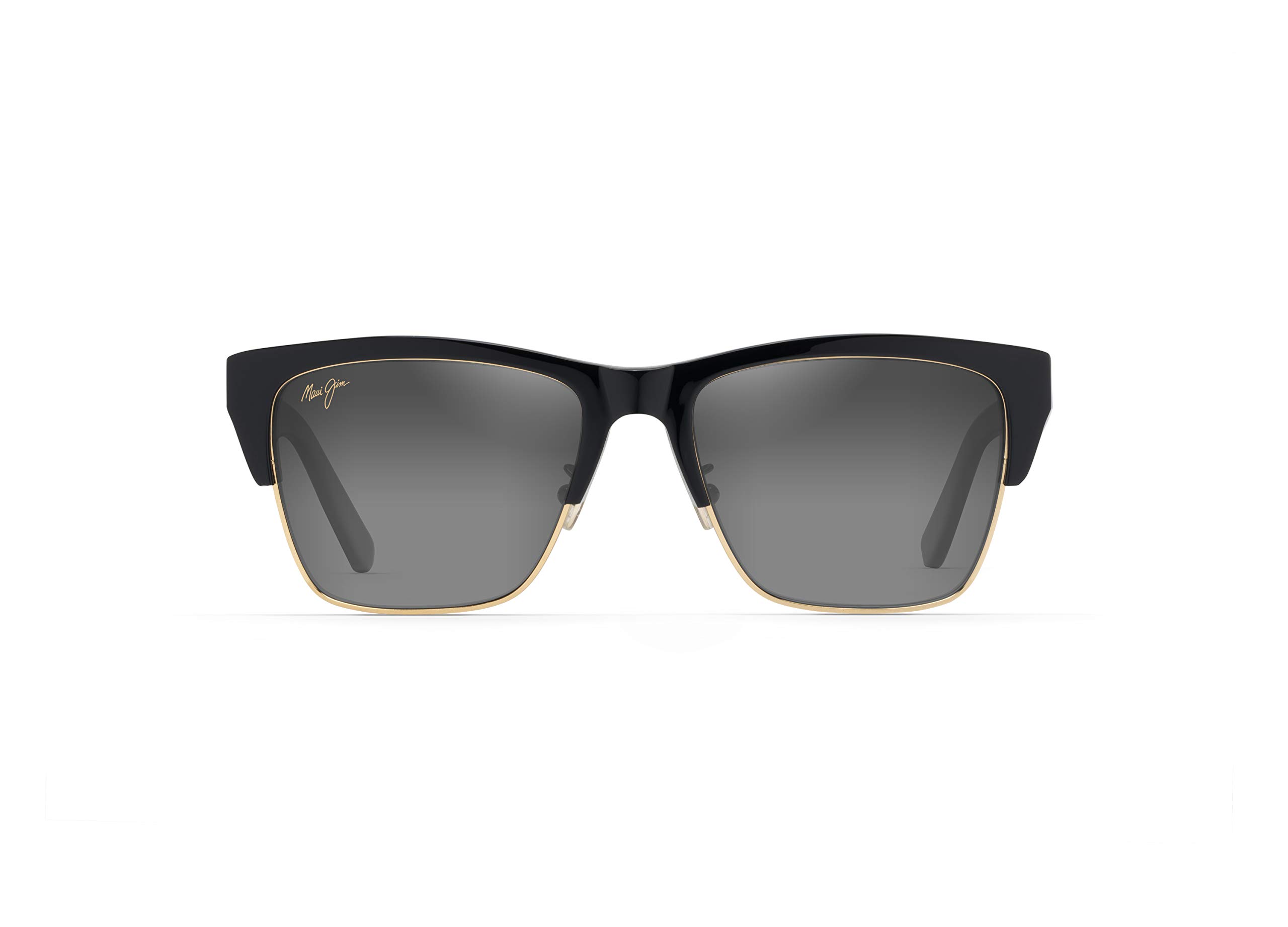 Maui Jim Men's and Women's Perico Polarized Classic Sunglasses, Black Gloss with Gold/Neutral Grey, Large