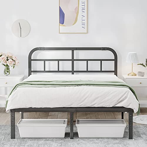 COMASACH California King Bed Frame with Headboard 14 Inch High 3500lbs Heavy Duty Steel Slats Support Cal King Bed Platform No Box Spring Needed, Noise-Free, Easy Assembly-Black