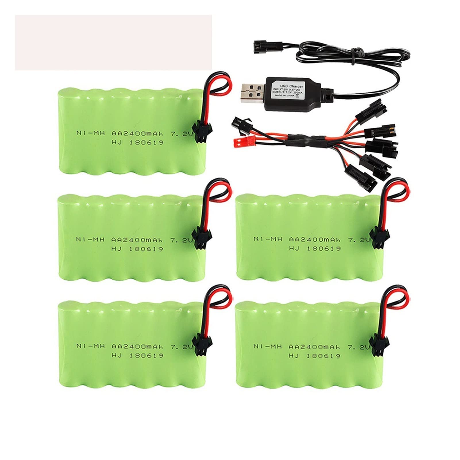 LSXLSD 7.2v 2400mah Rechargeable Battery Pack with USB 5in2 for Remote Control Car Model Boat Battery Power Supply DIY Model Making Accessories Boat (Color : 5pcs 5in2 USB)
