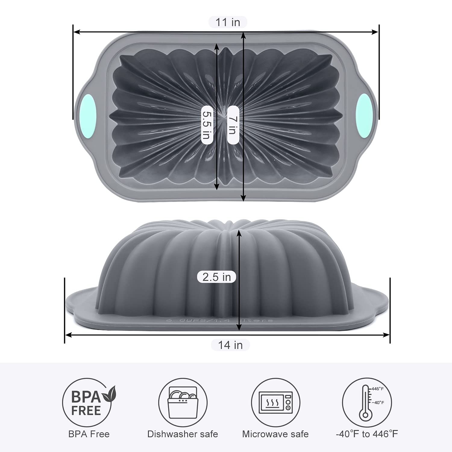 Chicrinum Silicone Bread Loaf Pan, Non-Stick Food Grade Silicone Baking Mold, Meatloaf Pan with Metal Reinforced Frame More Strength
