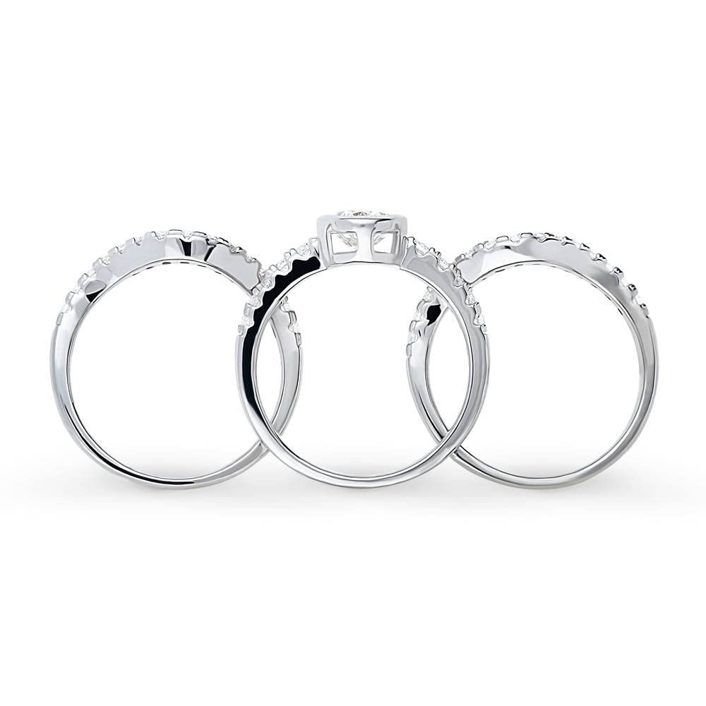 BERRICLE Sterling Silver Solitaire Wedding Engagement Rings 1.4 Carat Bezel Set Oval Cut Cubic Zirconia CZ Ring Set for Women, Rhodium Plated Size 6