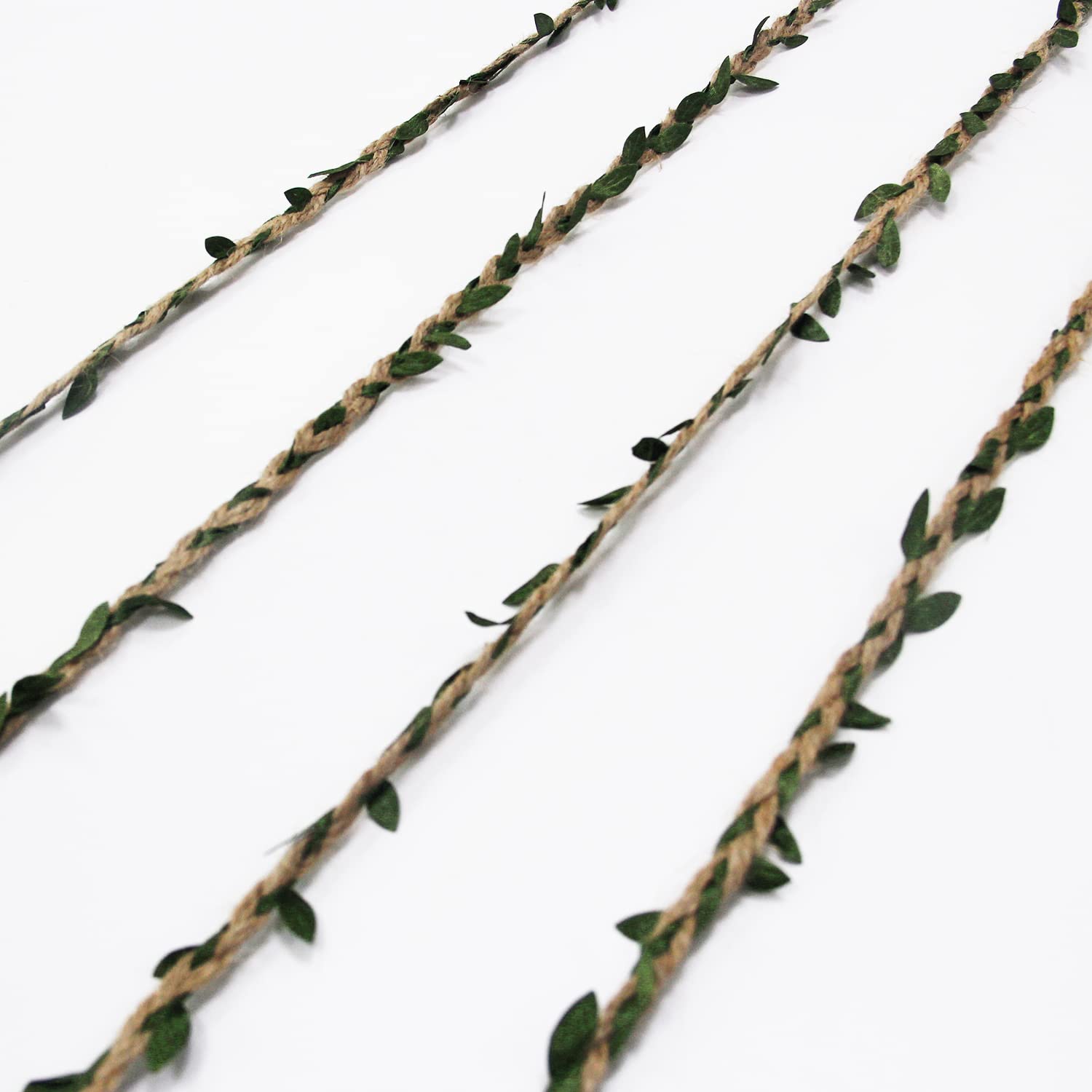 Mawinlak 66Ft Leaf Jute Twine 5mm Burlap Ribbon Artificial Vines with Burlap String Jungle Leaf Decorative Greenery for Gift Wrapping DIY Crafts Wedding Home Garden Party(Green & Yellow, 66)
