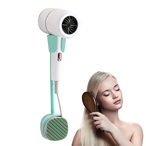 Hands Free Wall Mounted Hair Dryer Stand Holder, Drilling-Free Blow Dryer Holder with 3M VHB Tape, 360° Rotation with Adjustable Arm, Bathroom Organizer Accessories and Shower Caddy