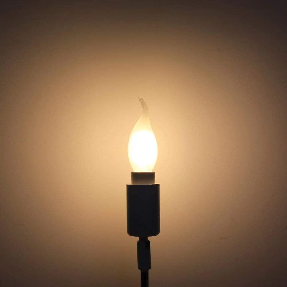 E12 LED Candelabra Bulb,4W Vintage Edison Style Light Bulbs, 40 Watt Equivalent,2700K Warm Soft White 400LM, Dimmable Candle Bulbs, C35 Frosted Glass Flame Shape Bent Tip(6pack)