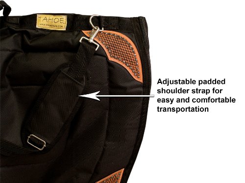 Tahoe Premium Durango Western Saddle Carry and Storage Bag with Three Layer Waterproof Padded Construction and Hand Tooled Basket Weave Leather Accents