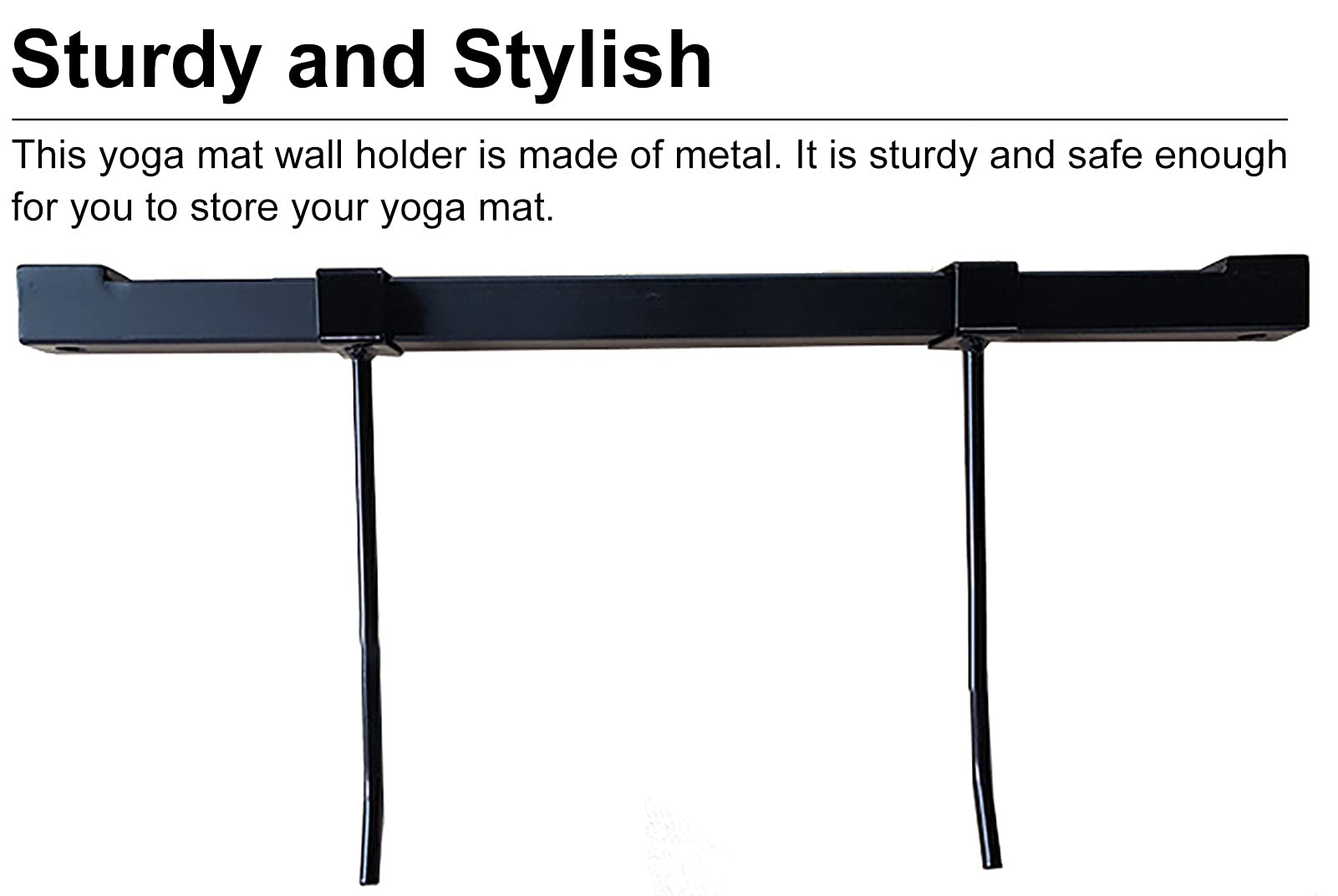 Ccsh Simple Black Yoga Mat Holder Wall Mount, Large Capacity Hanging Storage Space Saver Yoga Mat Storage Rack for Gym Studio, Easy to Install (Size : Large)