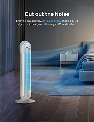 Dreo Tower Fan 42 Inch Pilot Max, 2023 Upgraded Smart Fans for home Works with Alexa/Google/App, 120° & Nomad One Tower Fan with Remote, 24ft/s Velocity Quiet Cooling Fan, 90° Oscillating 4 Speeds