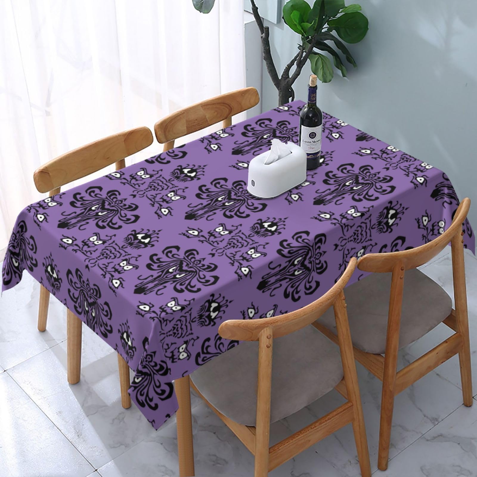 Befodam Haunted The Mansion Rectangle Tablecloth - 54 X 72 Inch - Table Cover Decorations Machine Washable Stain Resistant Perfect for Indoor & Outdoor Dining Buffet Parties and Camping