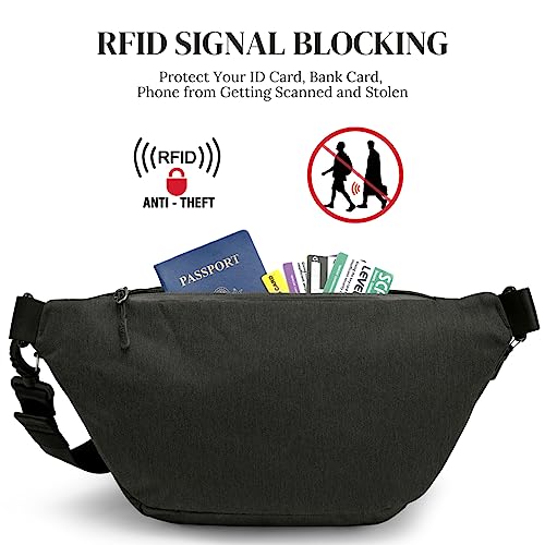 G4Free Sling Bag RFID Blocking Large Sling Backpack for Men Women Crossbody Chest Bag for Sports Hiking Traveling(Black)