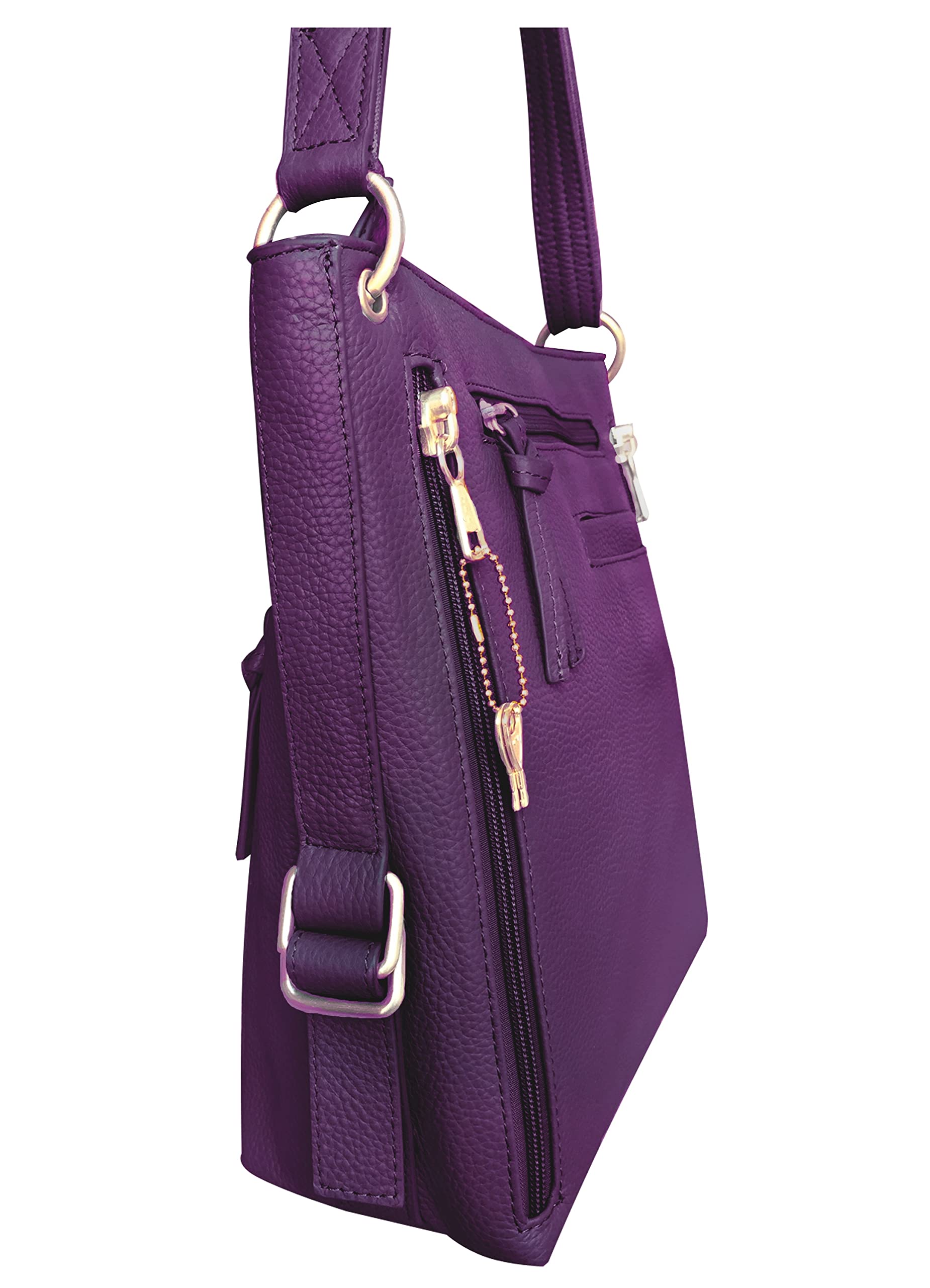 CCWBAGS Genuine Leather Satchel/Cross Body Concealed Carry Purse, Purple