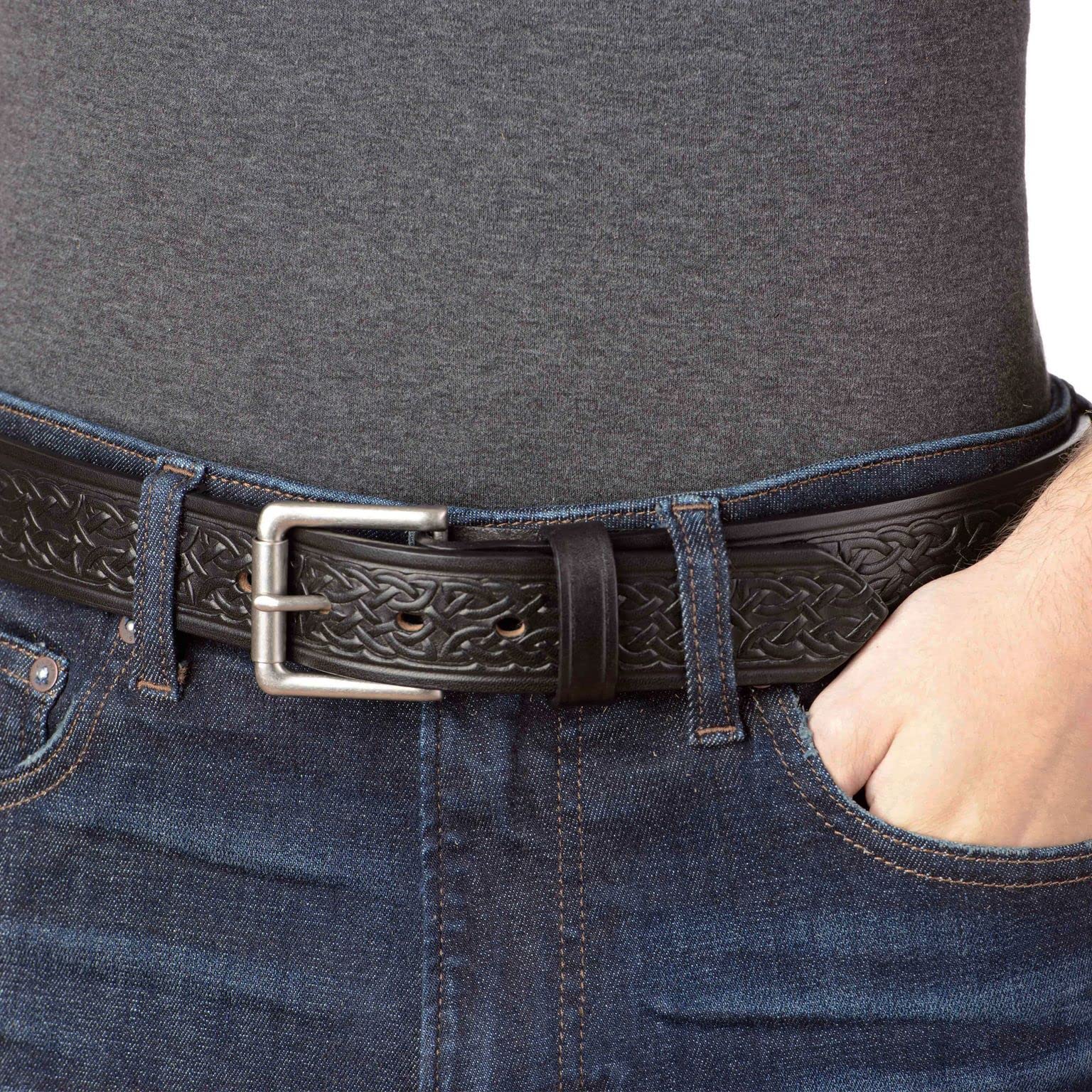 Bullhide Belts Mens Leather Belt for Work, Casual, Dress 1.50" Wide, Black, 38"