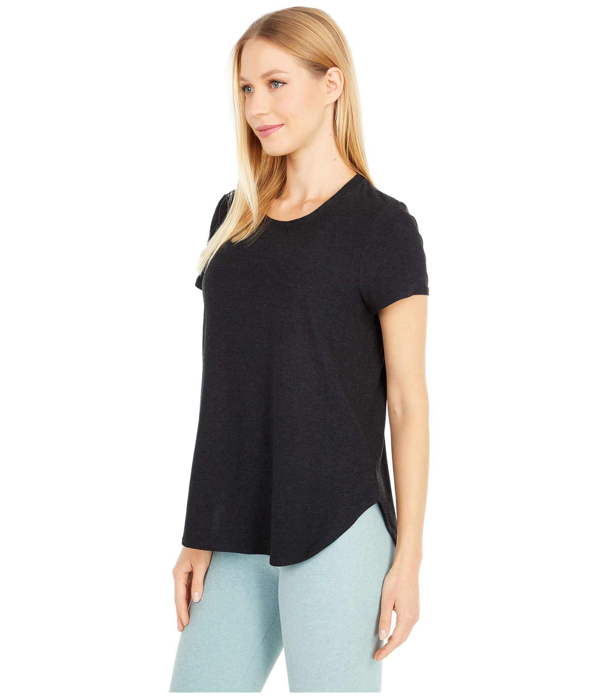 Beyond Yoga Womens Featherweight On The Down Low Tee Deep Sea Heather XS One Size