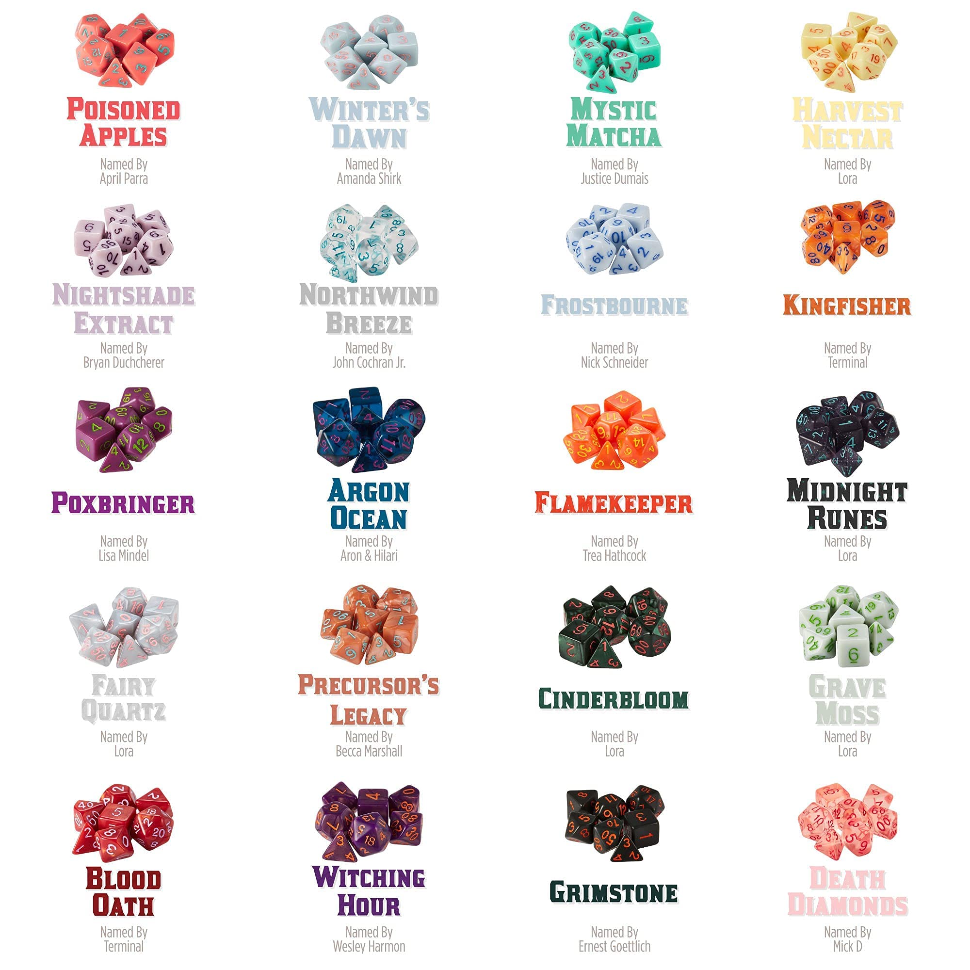 MBGBrybelly Series IV Set of 7 Tabletop RPG Dice - 7 Different Polyhedral Role Playing Dice per Set - TTRPG DND Dice - Midnight Runes