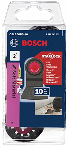 BOSCH OSL200RS-10 10-Pack 2 In. Starlock Oscillating Multi Tool Soft Materials High-Carbon Steel Rigid Scraper Blade for Removing Tough Sealants, Adhesives, Paint