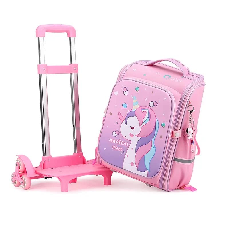 Backpack & Luggage Rolling Bags, Girls Luggage Trolley Case School Bags, Travel Vacation Backpacks with 6 Wheels