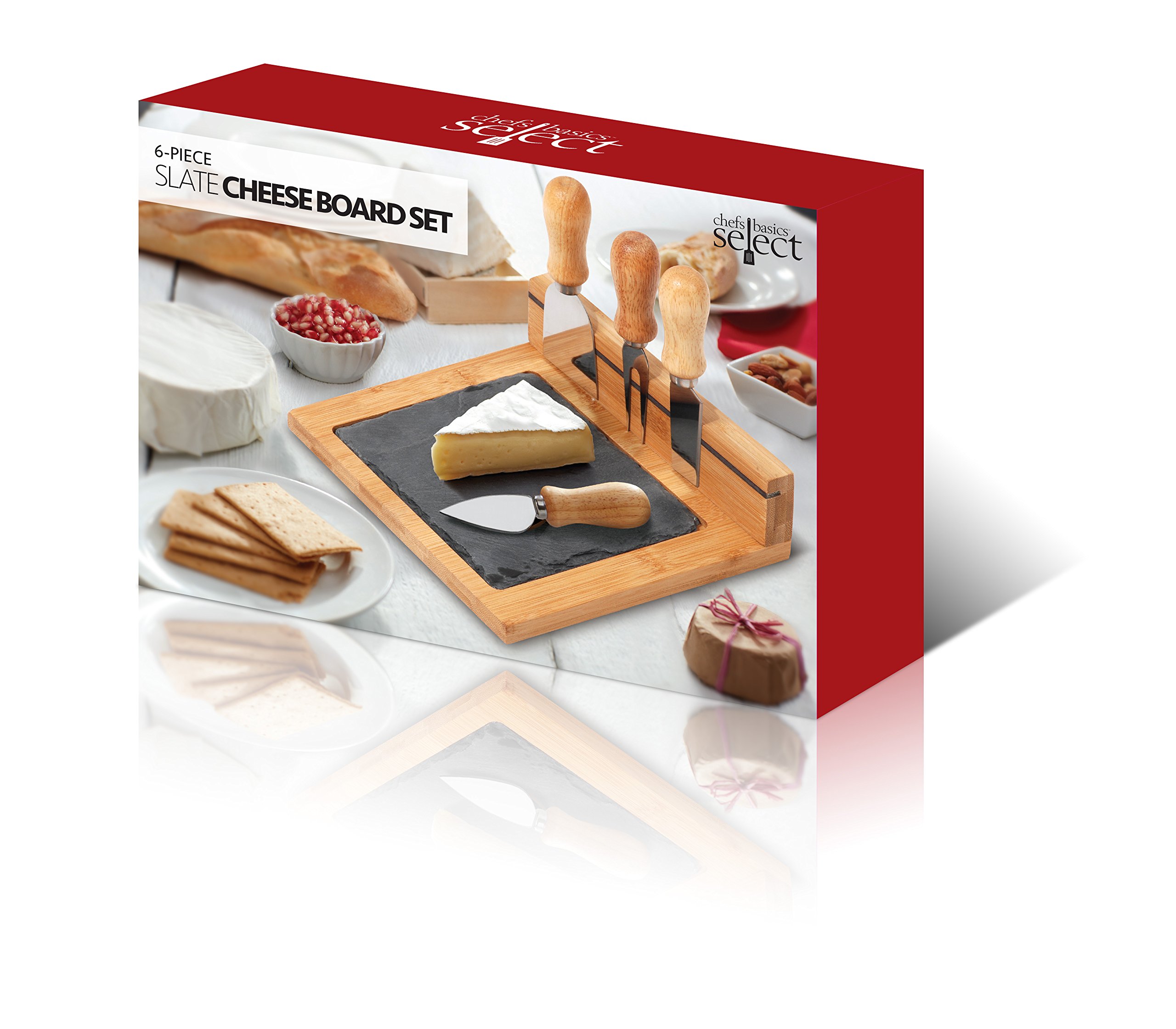 Chef's Basics Select Slate Cheese Board, 6 Piece Set, Multicolor