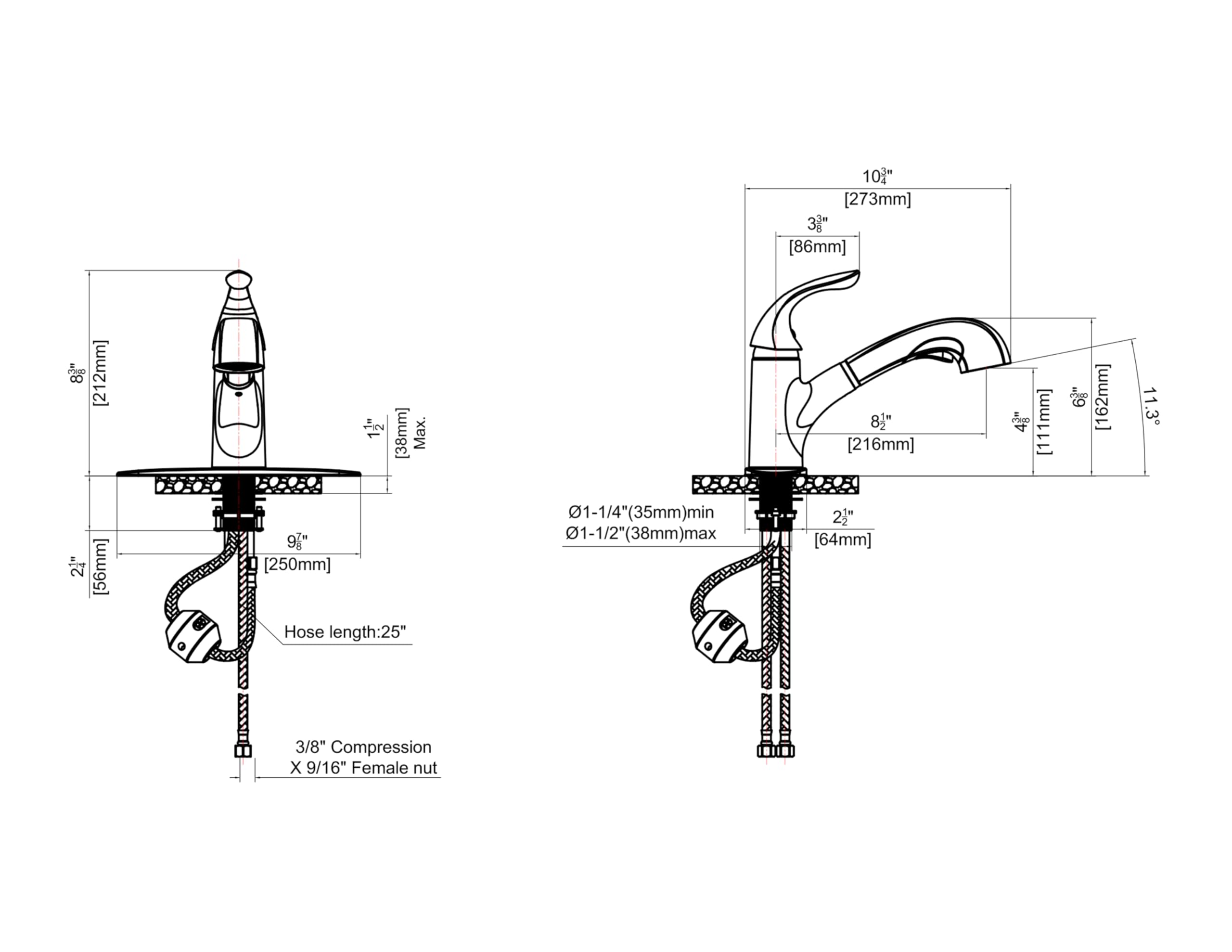 Derengge Single Handle Pull Out Kitchen Faucet,Oil Rubbed Bronze Kitchen Sink Faucet with Deck Plate for Farmhouse, Camper, Laundry, Rv,Bar,EW-083F-ORB