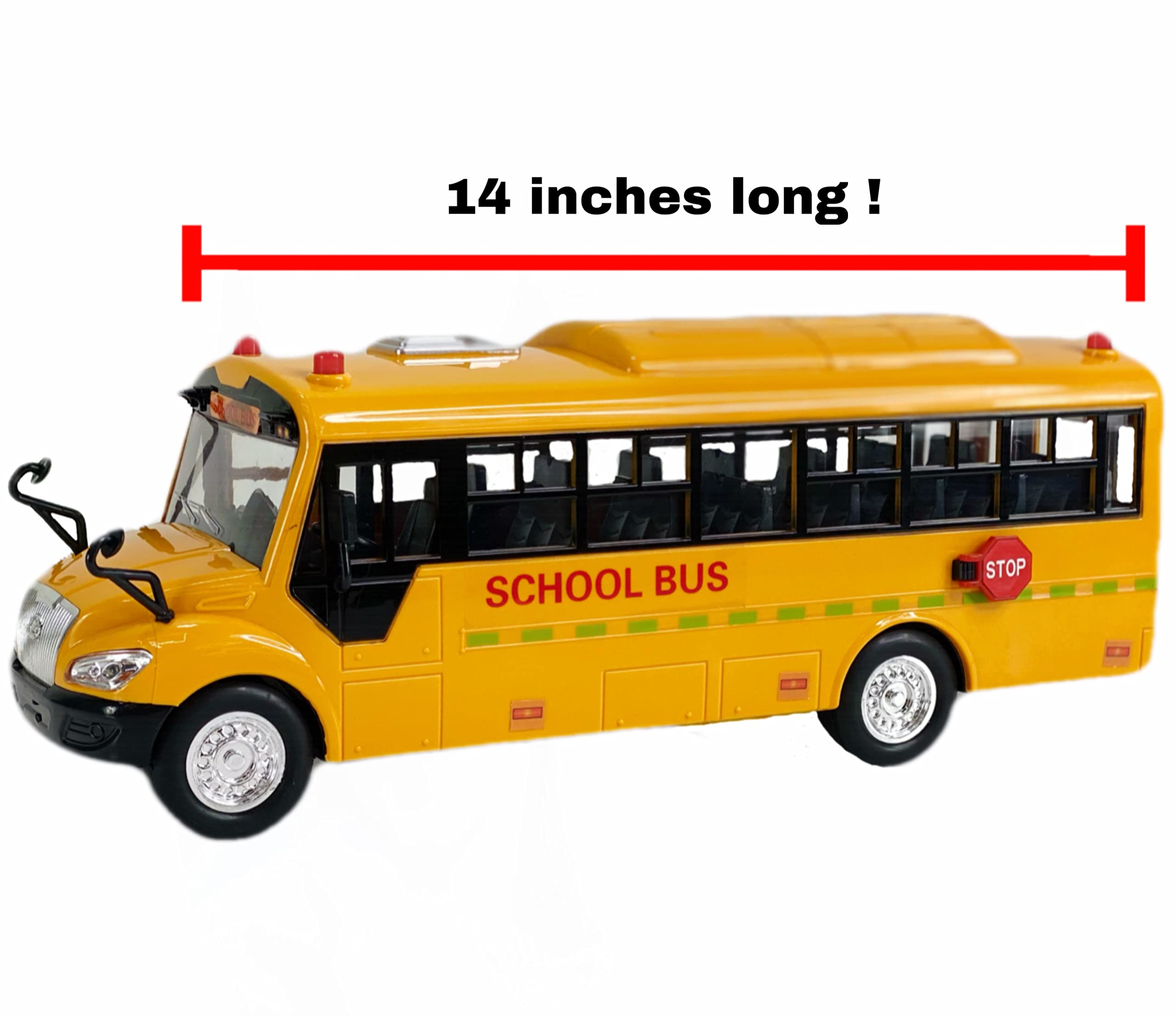 Big Daddy Huge Yellow School Bus with Lights and Cool Openable Doors Pull Back Toy School Bus with Sounds and Songs for Girls, Boys, Toddlers