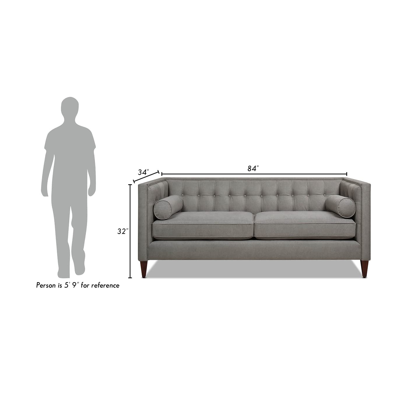 Jennifer Taylor Home Kinsley 84" Modern Tuxedo Tufted Sofa, Navy Blue Velvet