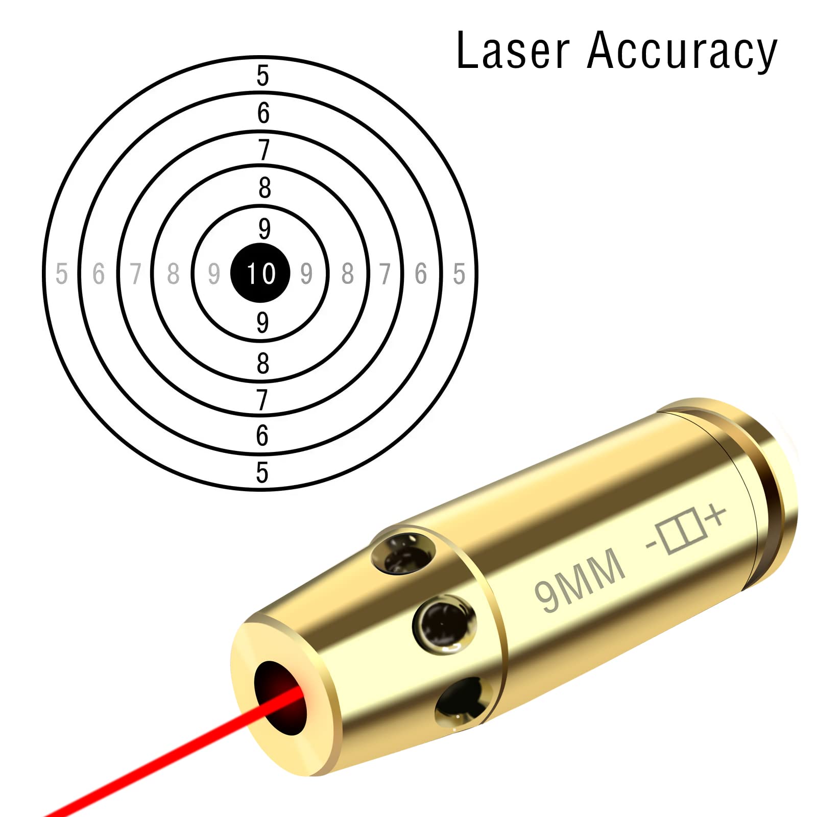 BemerforS Red Dot Bore Sight 9mm Laser Boresighter with 3 Sets of Batteries