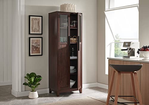 Home Source Mahogany 2-Door Bar Cabinet with Glass Display