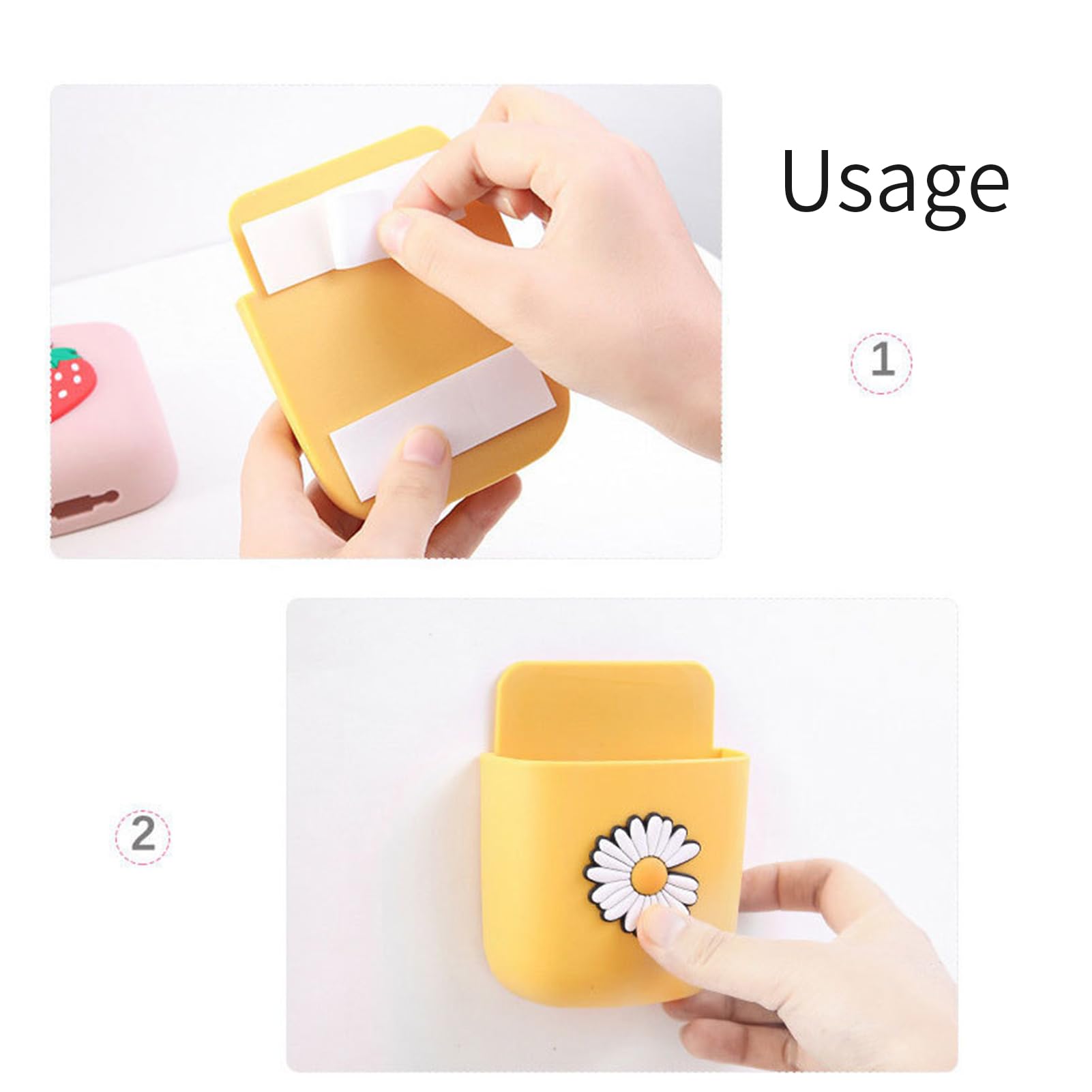 Enforose Wall Storage Rack, Cartoon Storage Box Wall Mounted Storage Container Cute Phone Holder Wall Mount Pencil Holder Makeup Organzier(fried eggs)