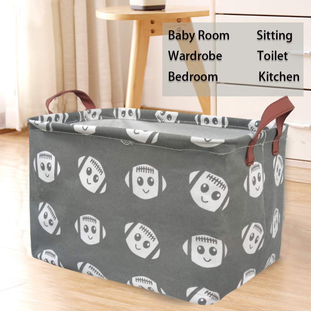 BOOHIT Rectangular Storage Basket,Nursery Hamper Canvas Fabric Toy Storage Organizer Bin,Waterproof Storage Box,Laundry Basket for Kid Rooms,Playroom,Shelves,Toy Basket,Gift Basket (Basketball)