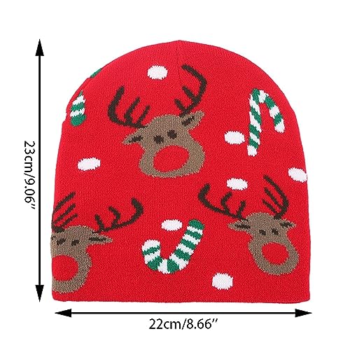 Beanie Hat Women's Deer Knitted Hat with Ear Christmas Red Creative Warm Woolen Hat (Green, One Size)