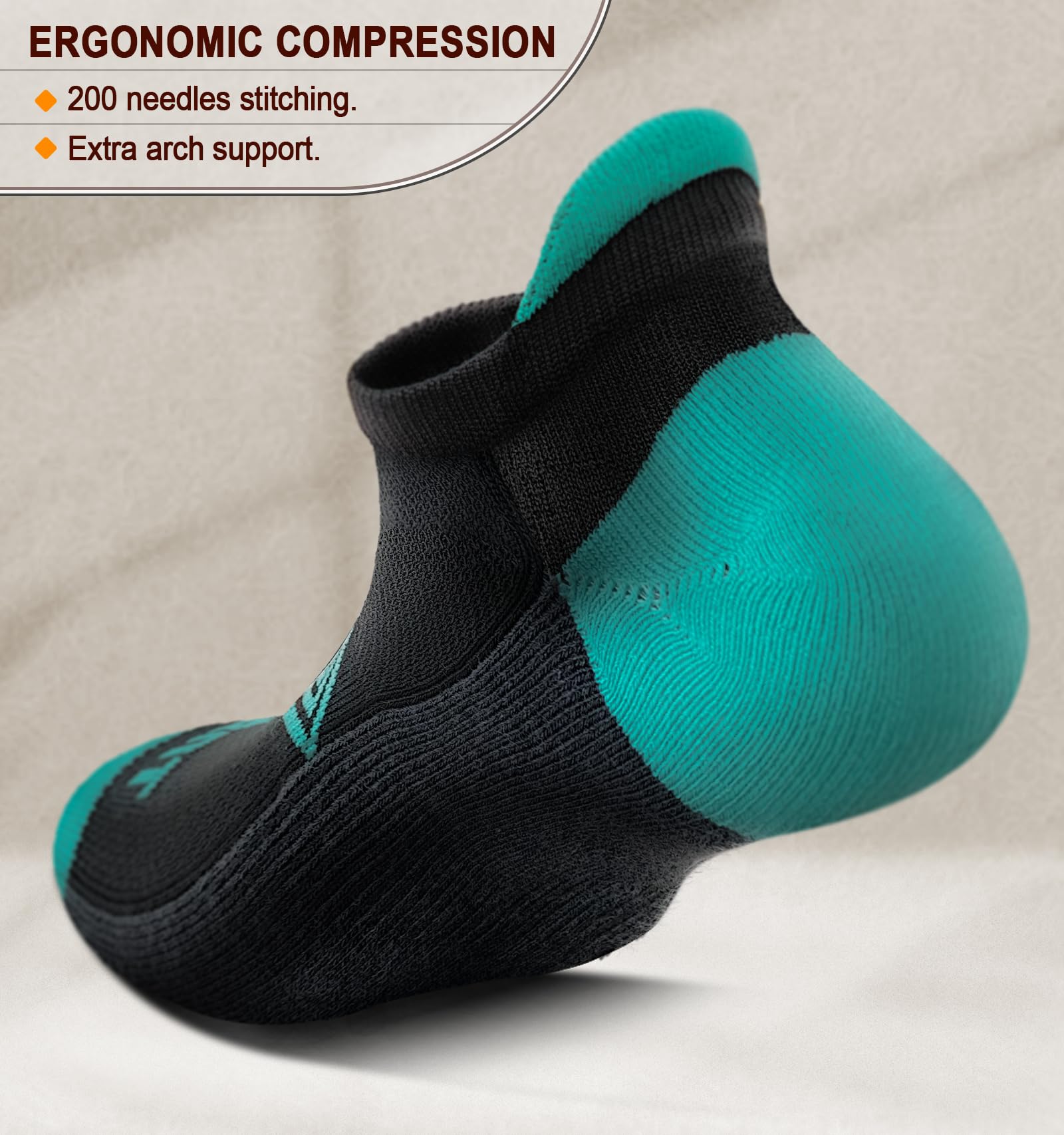 BULLIANT Socks For Women 6Pairs-Womens Athletic Ankle Socks No Show Cushioned for Walking Running-Compression Arch Support(6Pairs,Shoes Size:Women 6-8)