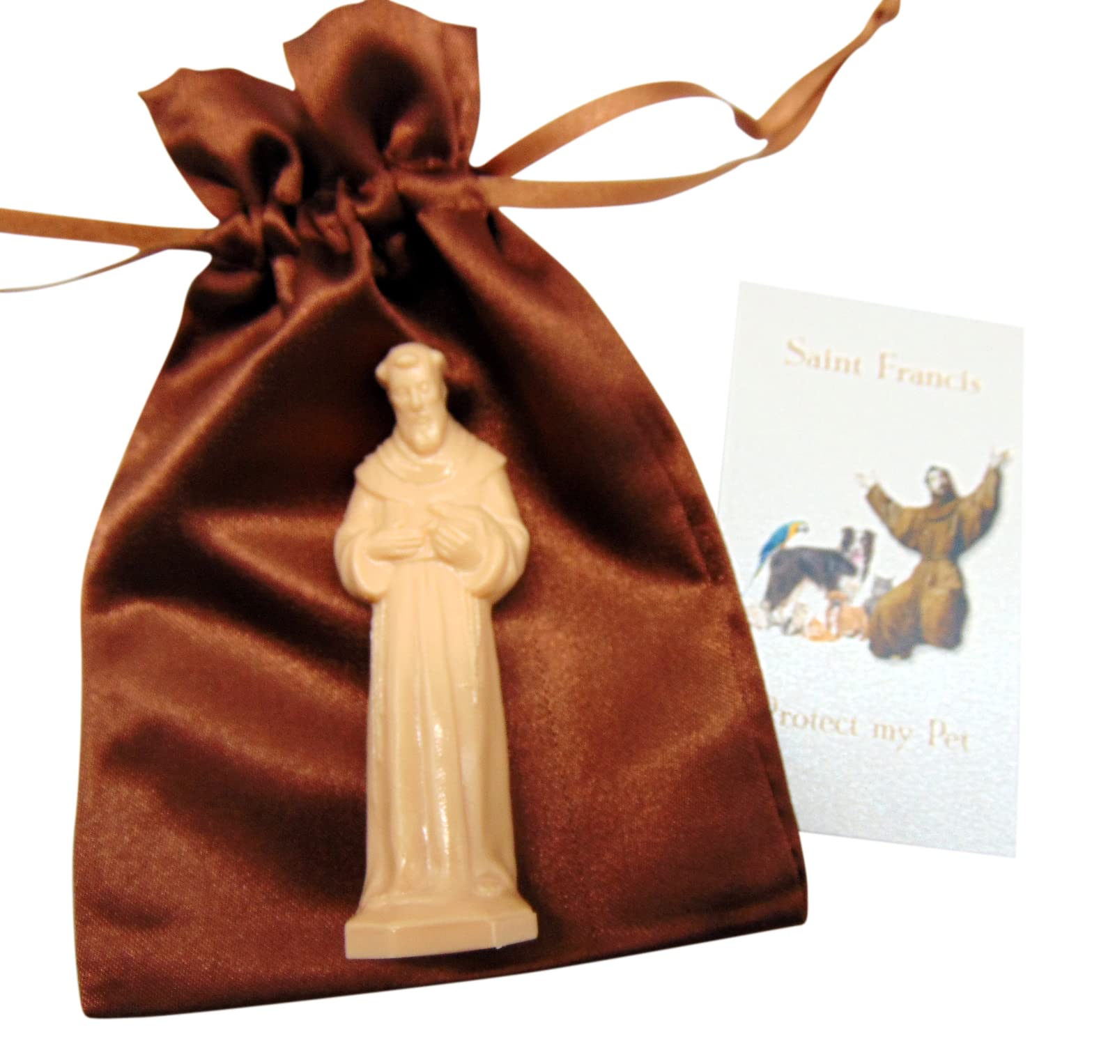 Westmon Works St Francis Pet Prayer Set Holy Card Patron Saint Novena Prayer with Plastic Saint Statue for Dog and Cat Owners