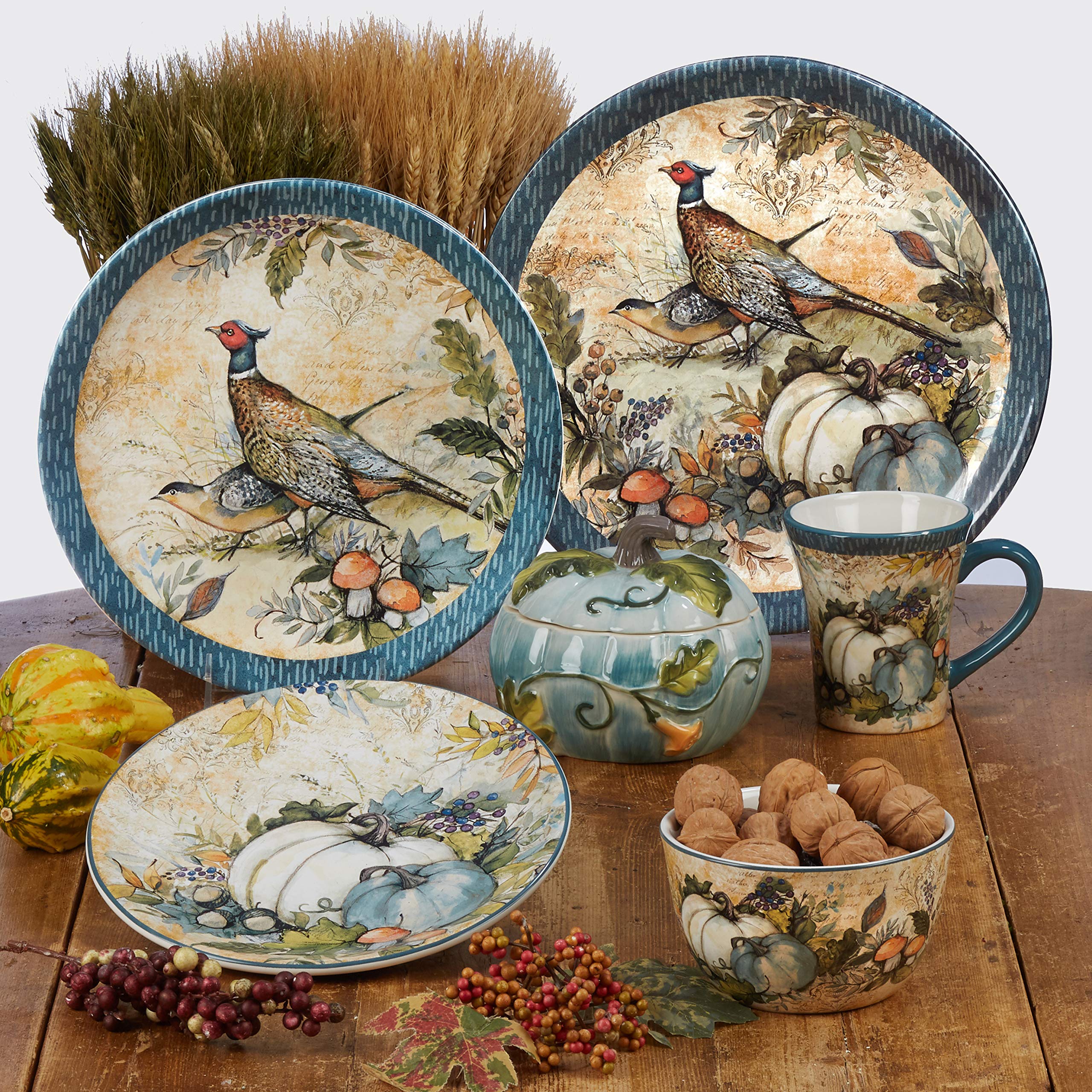 Certified International Harvest Gatherings Round Platter, 13" Diameter, Multicolor