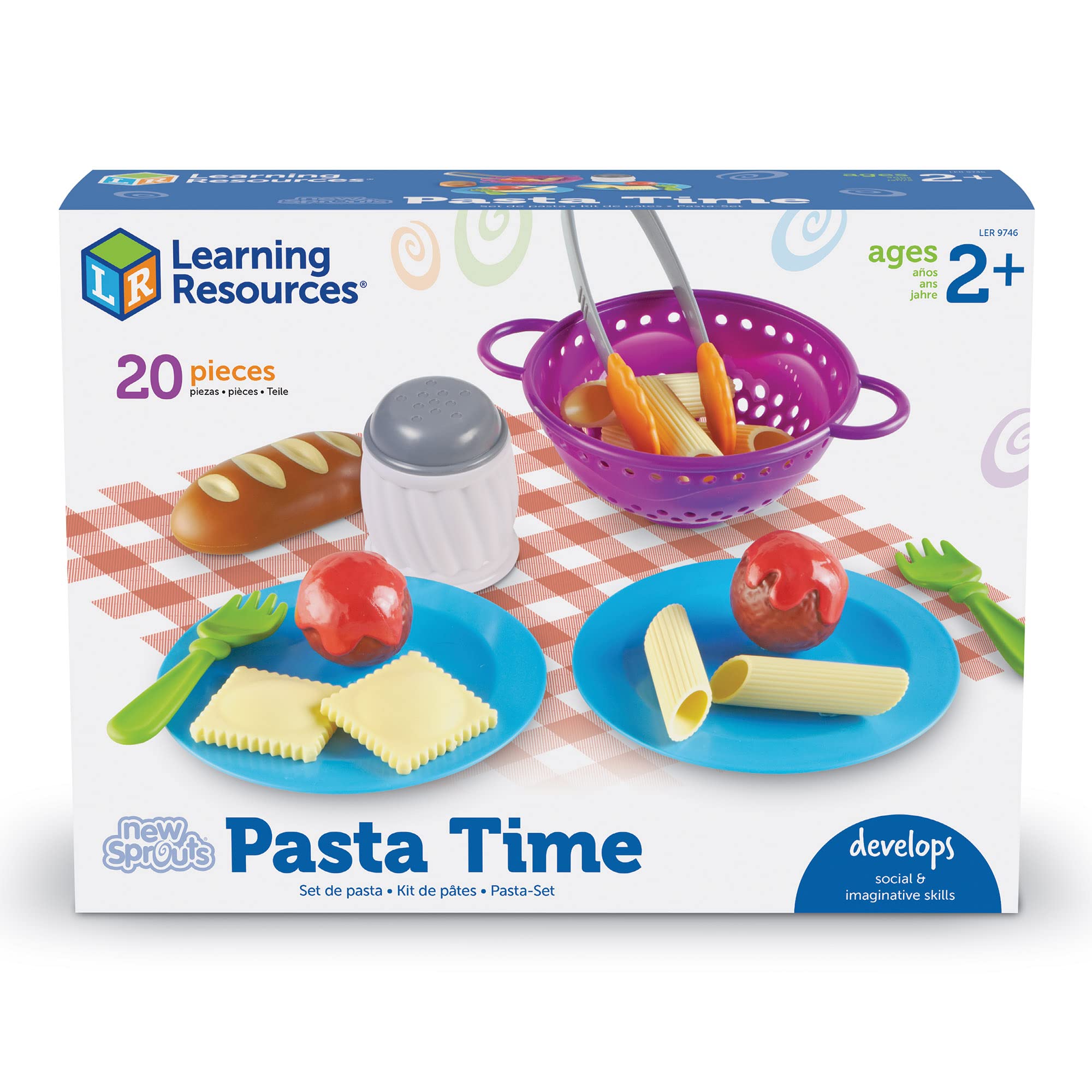 Learning Resources New Sprouts Pasta Time - 20 Pieces, Ages 2+ Pretend Play Food for Toddlers, Preschool Learning Toys, Kitchen Play Toys for Kids