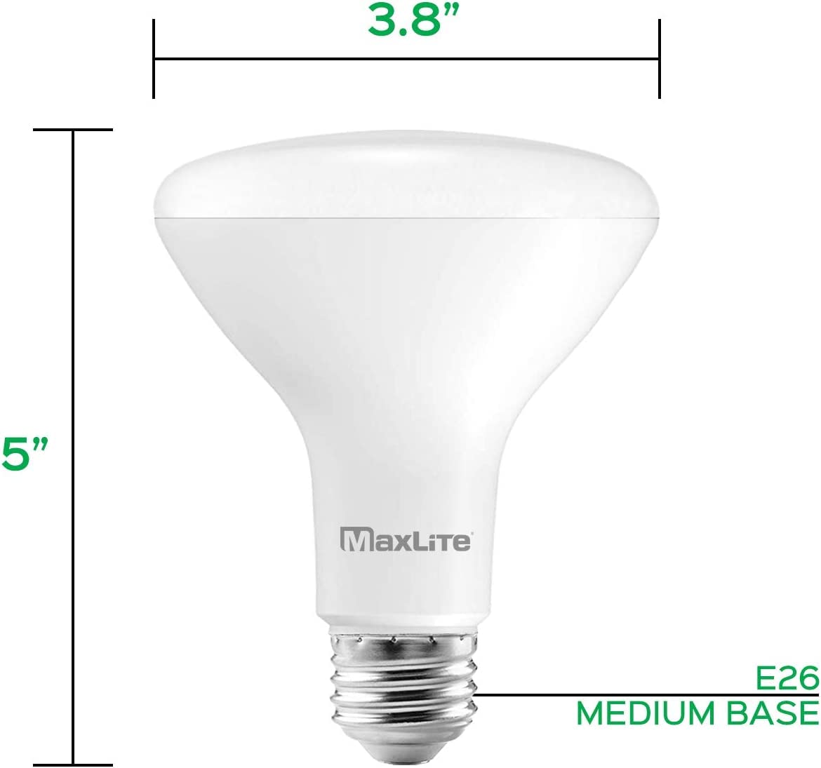MaxLite LED BR Reflector LAMP 8W BR30 DIM 2700K 4PK - White (8BR30D27/4P/WS)