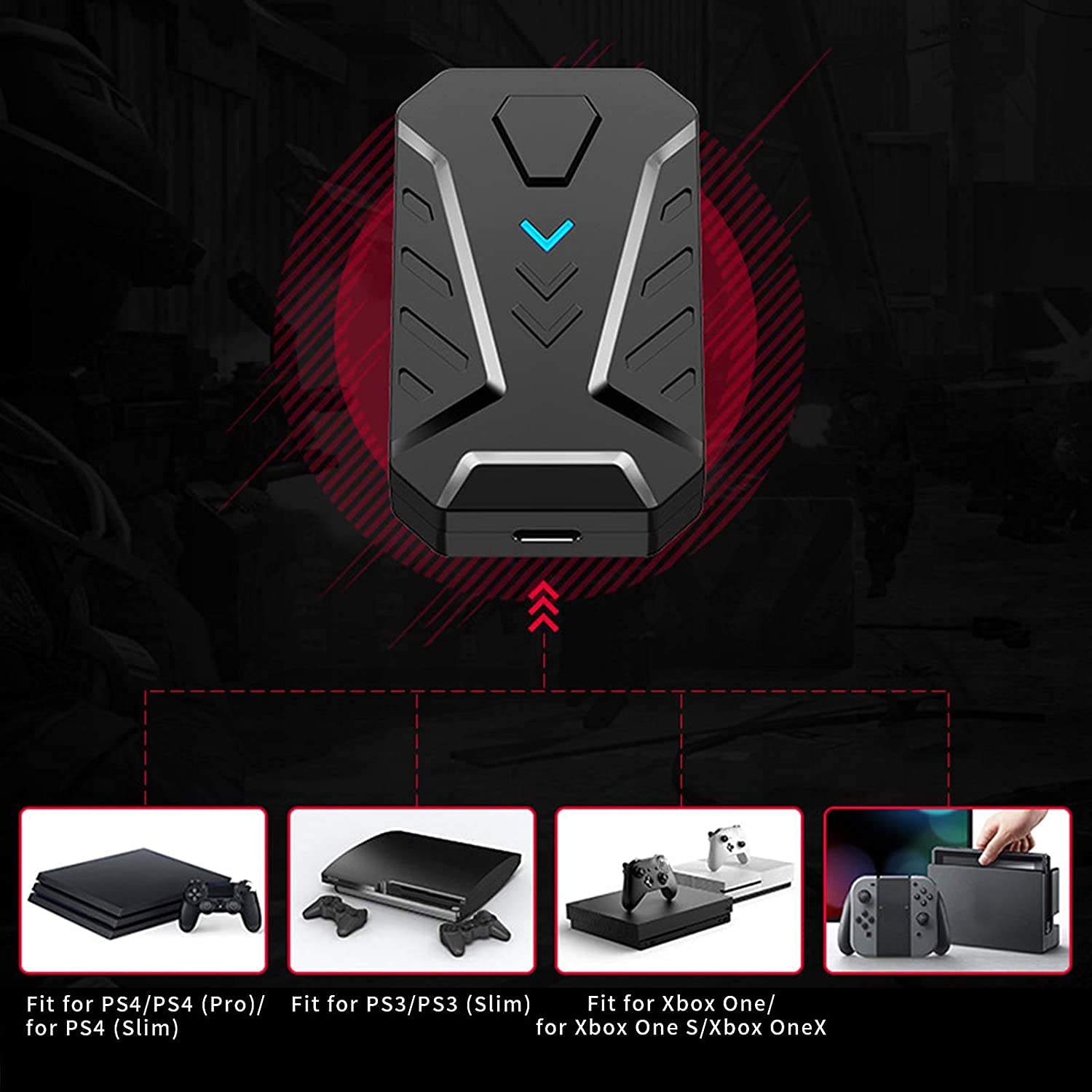 Wedorat Game Console Keyboard and Mouse Adapter, Game Controllers Keyboard and Mouse Converter OTG Adapter, Programmable Zero Delay Keyboard Adapter for PS3/PS4/PS5/Xbox360/Xbox ONE