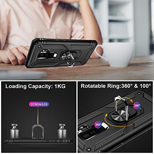 Galaxy S9 Plus Military Grade Case, 16ft Drop Tested, Magnetic Ring Kickstand, Car Mount Compatible, Slim Fit Protective Cover - Black