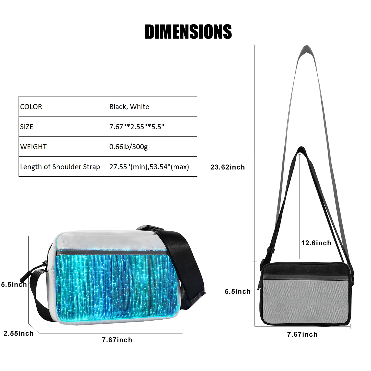 lumisonata Led Crossbody Bag Small Light Up Purse Glow Handbags Mini Shoulder Bags Women Luminous Wallet for Party (black)