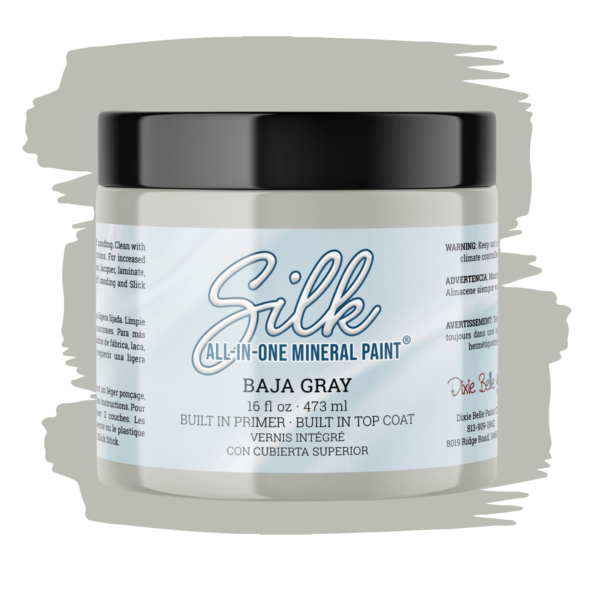 Dixie Belle Silk All-in-One Mineral Paint | Salt Water (16oz) | Off-White All-in-One Water Based Primer + Topcoat | Durable Furniture Paint | Low Reflective Finish