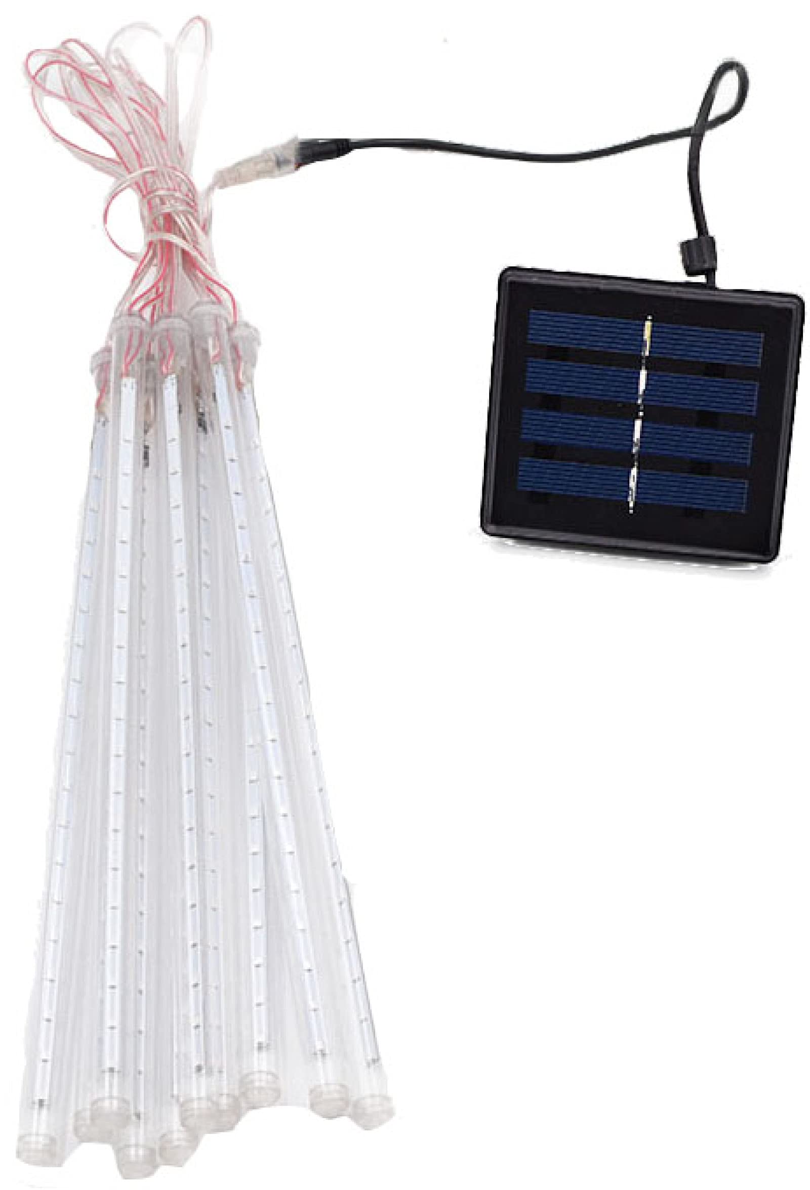 Krfnmy Solar Meteor Shower Light 11.8 Inch 10 Tubes 360led Raindrop Light Holiday Wedding Home Garden Decoration Waterproof Light (White/Color)