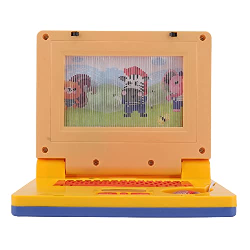Drfeify Kids Learning Laptop, 19 x 15.7 x 3.8 cm, Educational LED Music Electronic Cognitive Development Simulation Computer Toy (Yellow Retractable Mouse)