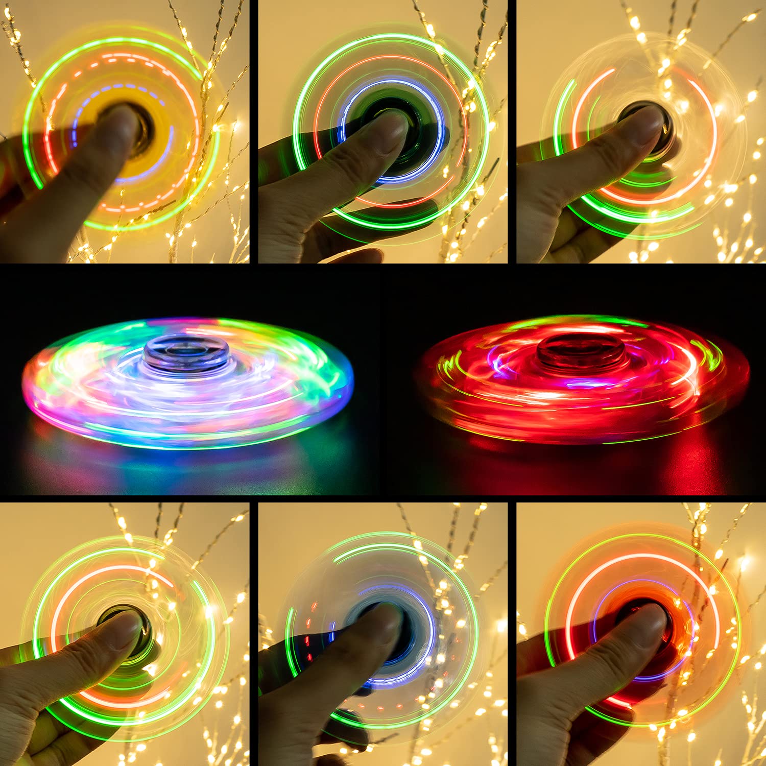 FIGROL LED Light Up Crystal Fidget Spinner for Children|Easter Gifts Easter Basket Stuffers Party Favors|Glow in The Dark Party Supplies|Classroom Prizes Return Gifts
