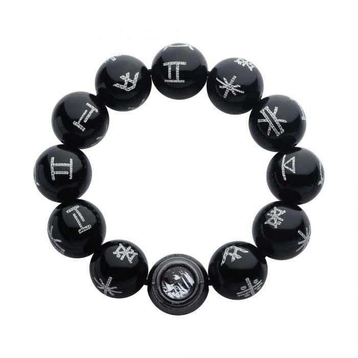Black Panther Wakanda Forever KIMOYO Acrylic Bead Bracelet - Officially Licensed Marvel Studios Wakanda King T'Challa 12 Beads w/Glass Dome Bracelet - 8.5"