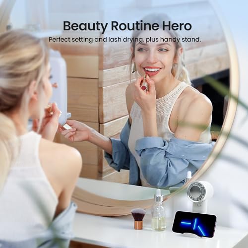 Cegsin Portable Mini Handheld Fan with Active Cooling Technology, Small Hand Fan for Travel, Instant Ice-Compress Face Fan, Personal Lash Fan for Make Up Skincare, 3-Speed, Rechargeable, White