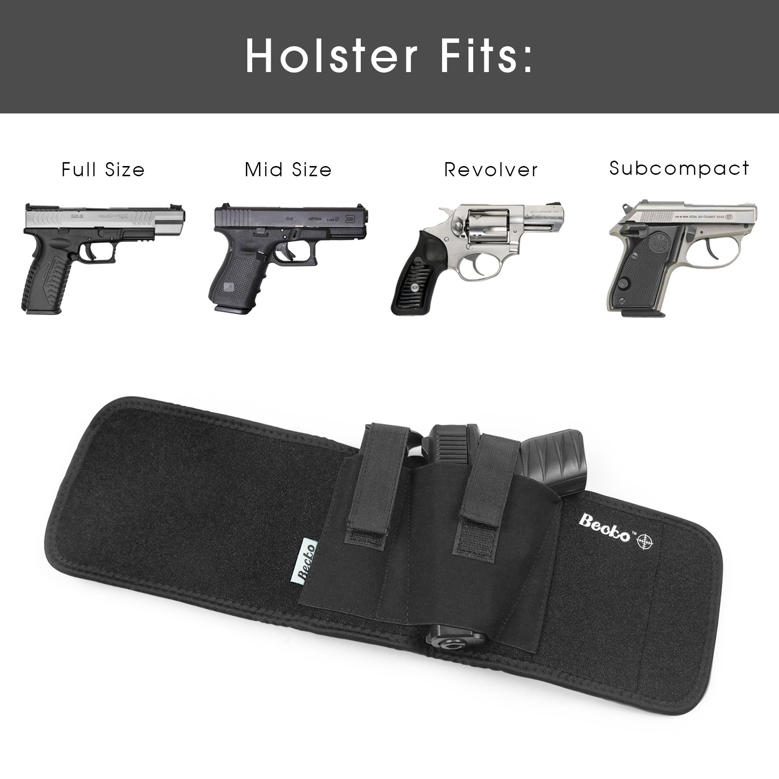 Becko Ankle Holster for Concealed Carry - Fits Glock 26, Glock 27, Glock 30, Glock 42, Glock 43, S&W Shield, Sig P239,36, 26, Smith and Wesson Bodyguard .380.38, Ruger LCP, LC9 (Ankle)