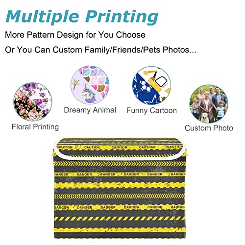 CaTaKu Yellow Stripes Lines Storage Bins with Lids and Handles, Fabric Large Storage Container Cube Basket with Lid Decorative Storage Boxes for Organizing Clothes