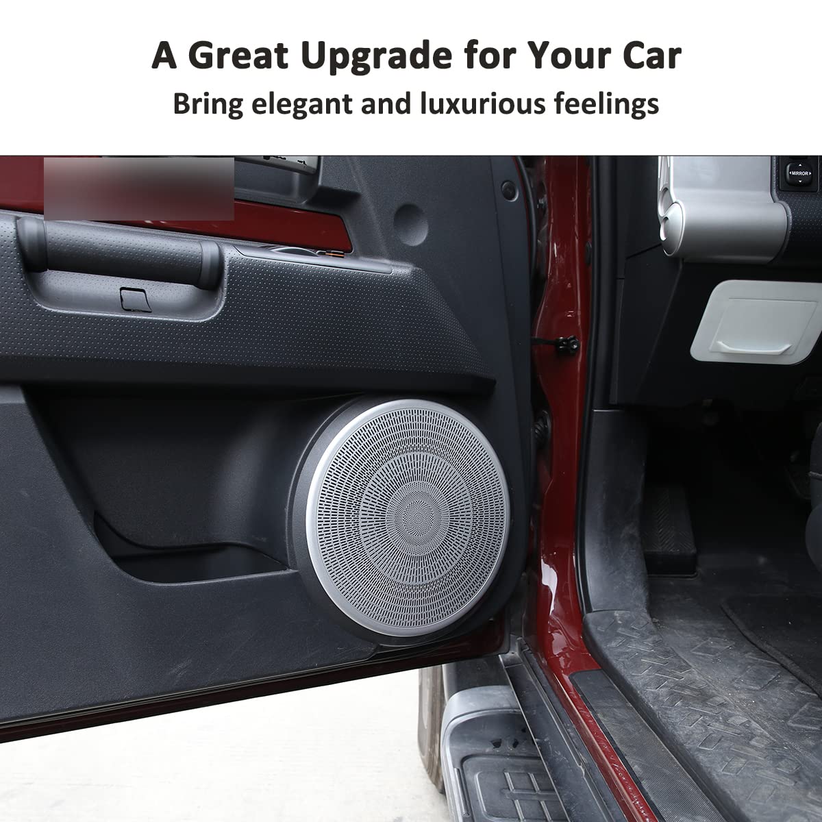 LLKUANG Car Front Door Speaker Horn Net Kit for Toyota FJ Cruiser 2007-2021 Stainless Steel Trunk Woofer/Speaker Cover Trim Accessorise (Front door speaker)