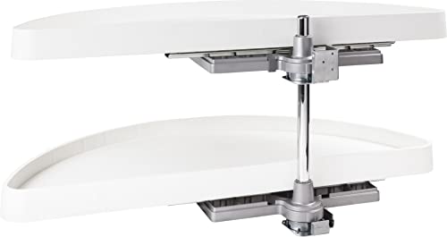 Hardware Resources 38" Plastic Lazy Susan Blind Corner Cabinet Organizer - Sturdy Polymer Plastic Trays, White Finish - Universal Design for Left & Right-Hand Cabinets - Fits 17.5" Cabinet Opening
