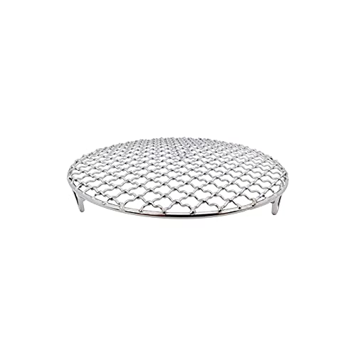 Chris-Wang 1Pack Multi-Purpose Round Stainless Steel Cross Wire Steaming Cooling Barbecue Rack/Carbon Baking Net/Grill/Pan Grate with Legs(6.5Inch Dia)